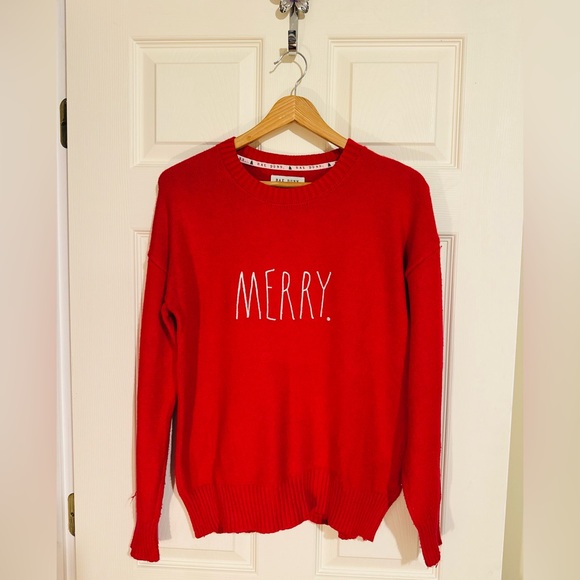 Rae Dunn | Sweaters | Rae Dunn Red Merry Sweater | Poshmark